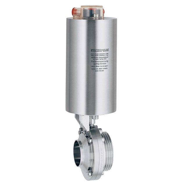 Kieselmann butterfly valve pneumatically operated air open / spring closed | SKS | Stainless Steel