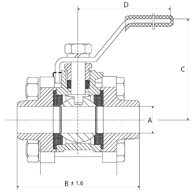 Ball valve 2" 3-p. ISO top W/W | SKS Online