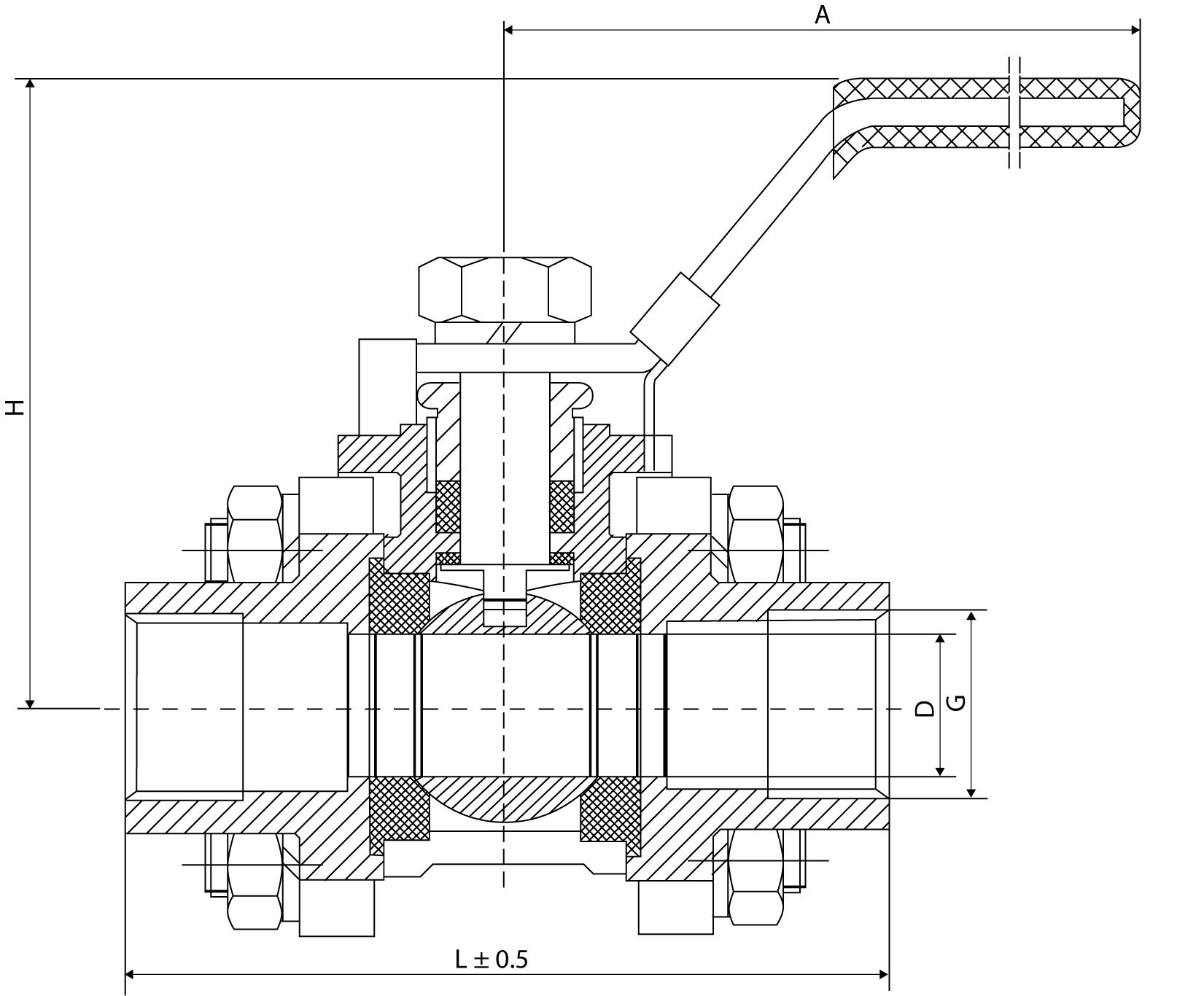 2,5" Ball valve 3-piece ISO top I/I | SKS Online